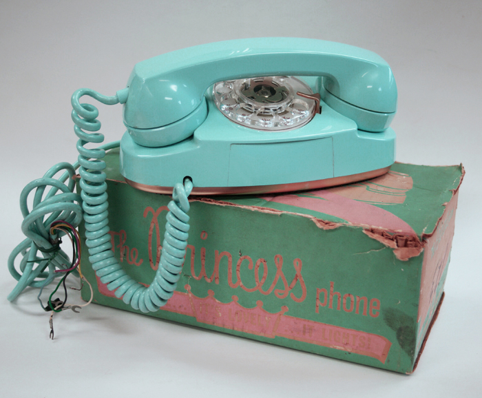 1960 Aqua Rotary Dial PRINCESS PHONE Western Electric Bell System with ...